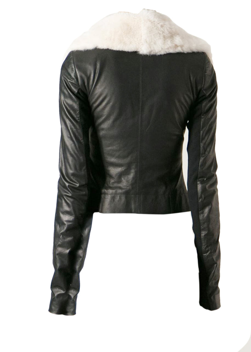 Women Black Leather Jacket Real Sheep Fur Biker Jacket – Ruby Leather